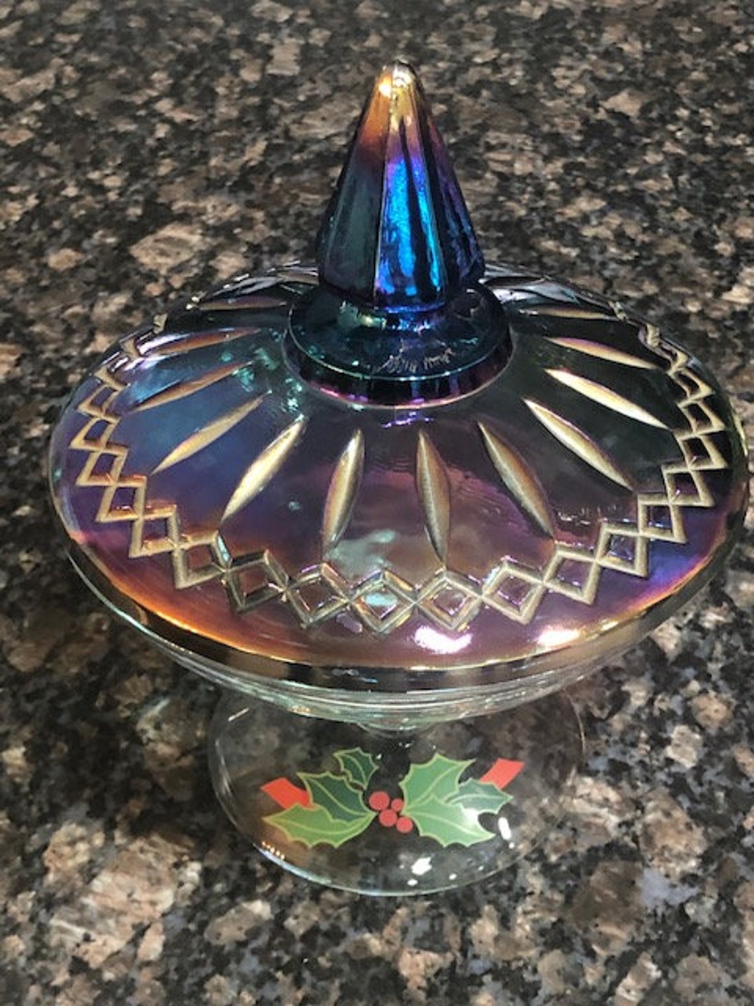 Carnival Glass Candy Dish . Beautiful Princess Cut Indiana Glass Candy ...