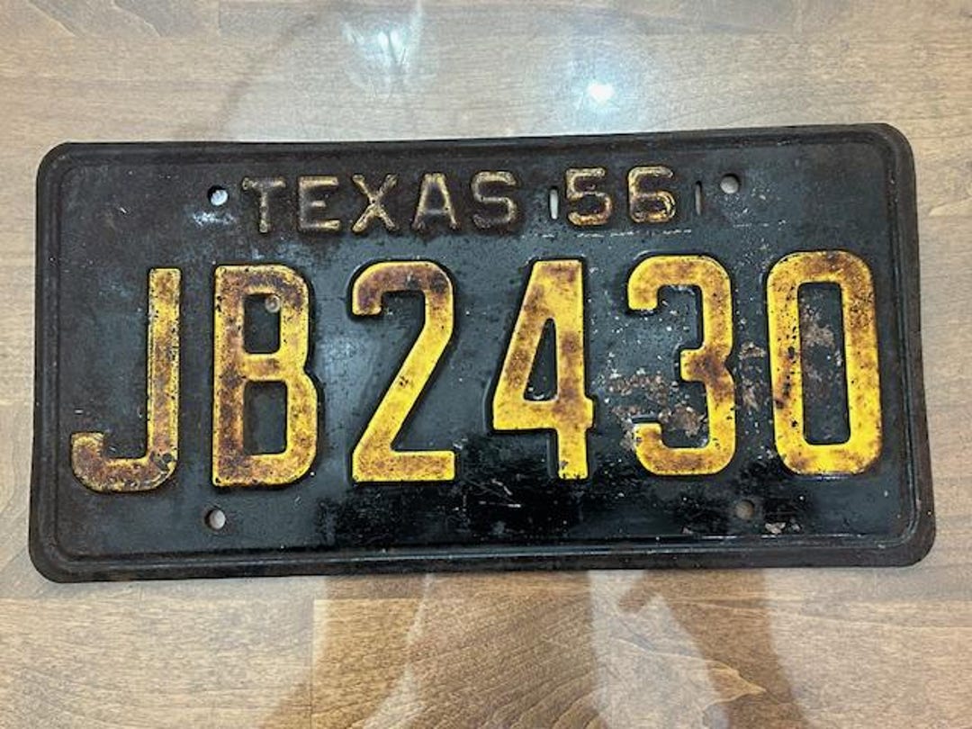 1956 Texas License Plate JB-2430: Rustic Vintage Decor - Etsy