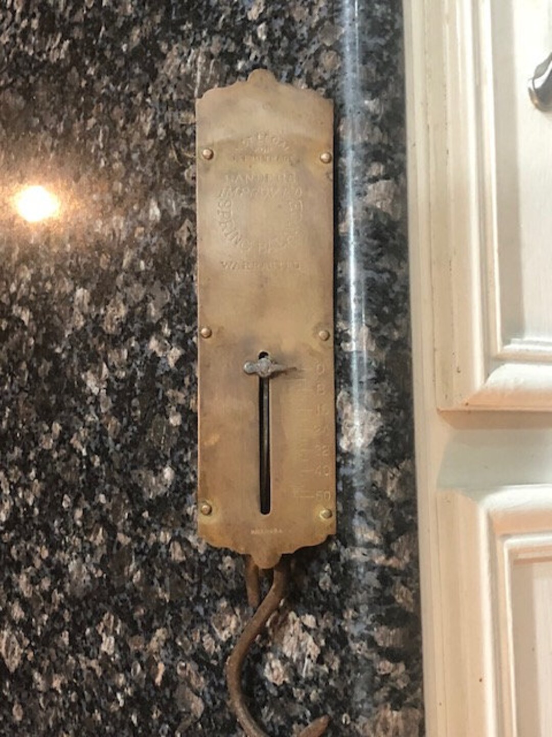 Antique Landers Brass Hanging Scale: 50 LB Spring Balance, 1930s Decor ...