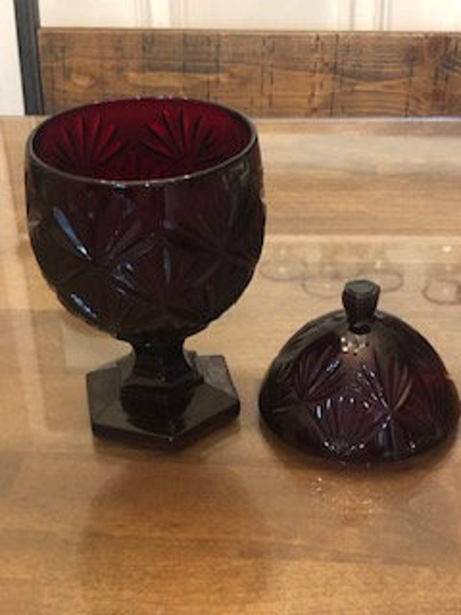 Compote : Vintage Thick Red Ruby Glass Compote - Etsy