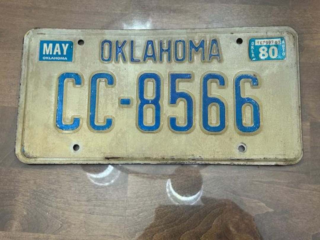 Oklahoma License Plate - Vintage 1980 Oklahoma License Plate - CC-8566 ...