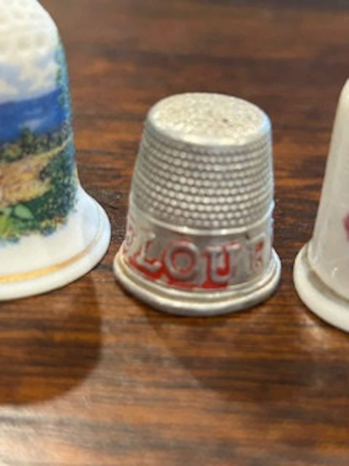 Vintage Porcelain Sewing Thimbles – I-H Flour Advertising Thimble, Set ...