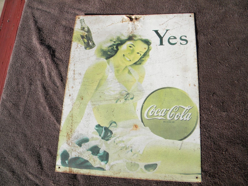 Coca Cola Sign : Coca Cola YES Metal Sign Antique - Etsy