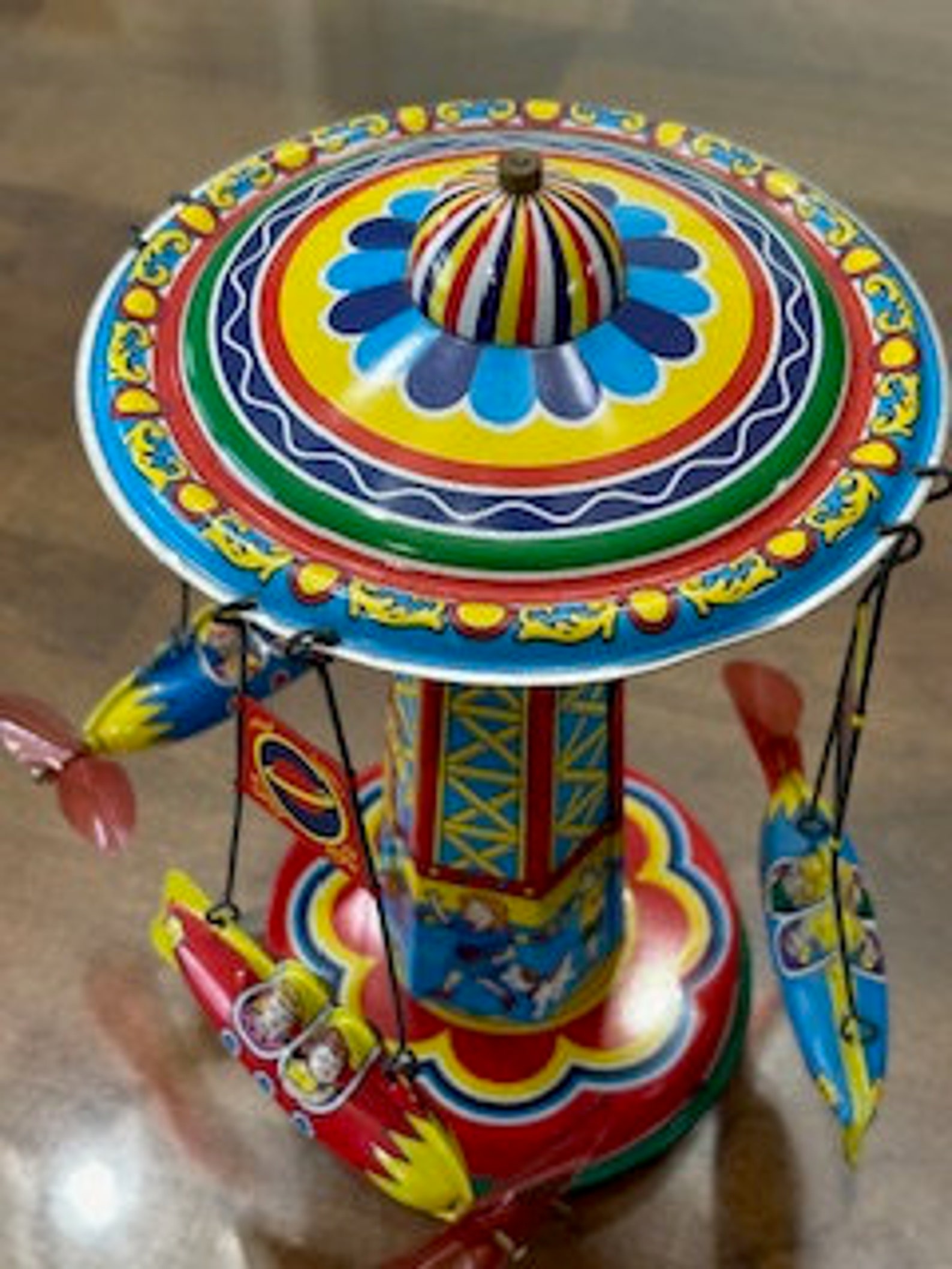 Schylling Metal Toy Carnival Ride One Ride Rocket Missing works Great ...