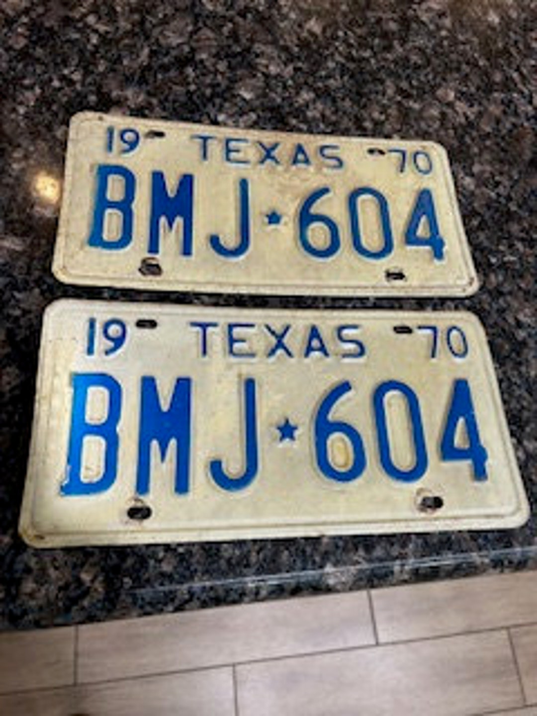 1970 Texas Passenger Car License Plate Set Good Condition. BMJ-604 ...