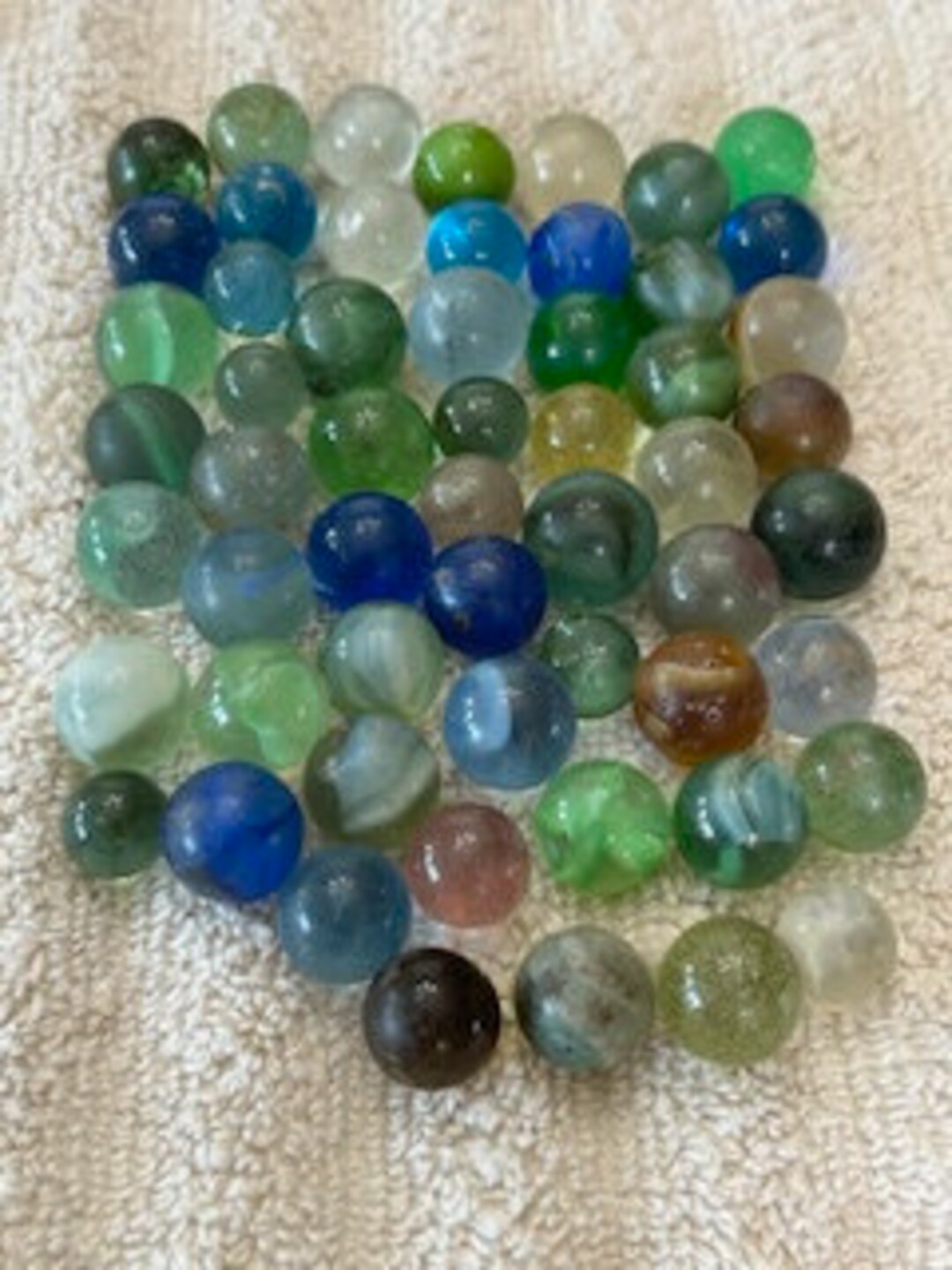 Marbles : Lot of "50" Marbles- Mixed Colors- Blue-green -brown- Clear ...