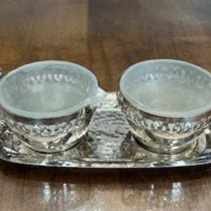 Sugar Bowl and Creamer Set- Small Frosted Glass Sugar and Creamer With ...