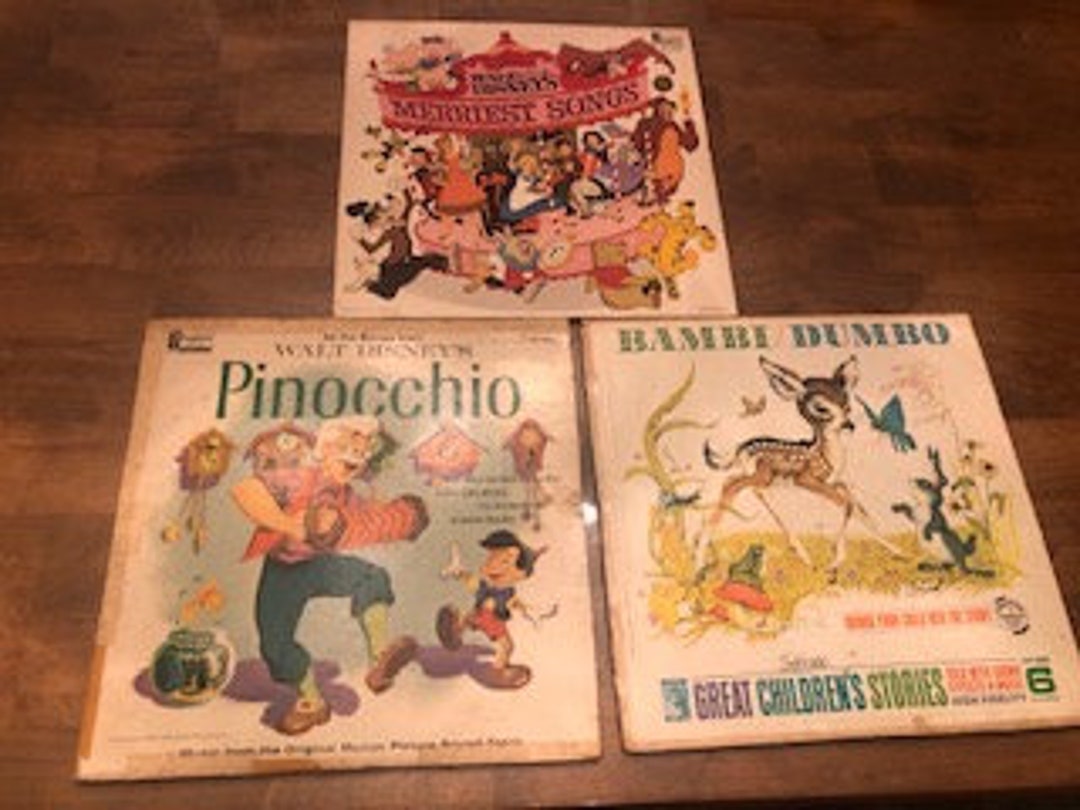 Vintage Disney Records Set, Pinocchio, Bambi, Merriest Songs, 1960s ...