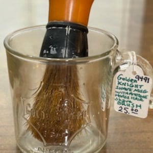 Shaving Soap Mug / Cup ( Golden Knight) With Antique Horse Hair Shave ...