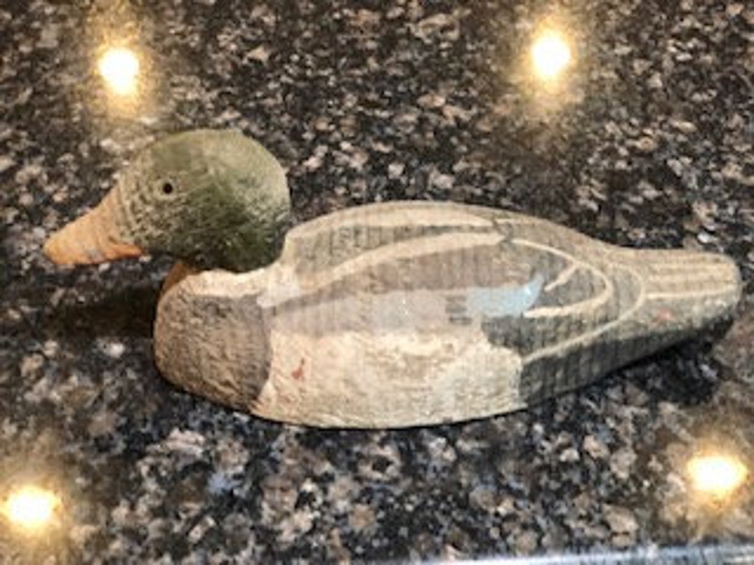 Duck Decoy - Antique Hand Carved/painted Solid Wood Duck Decoy With ...