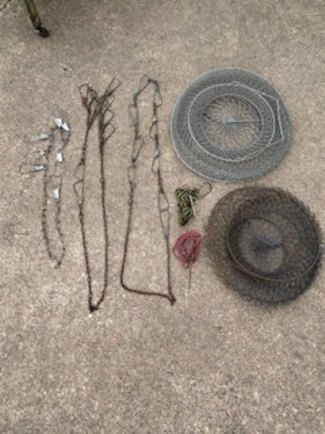 Fishing Stringer Bundle: 2 Wire Mesh Fish Baskets 5 Fishing Stringers ...