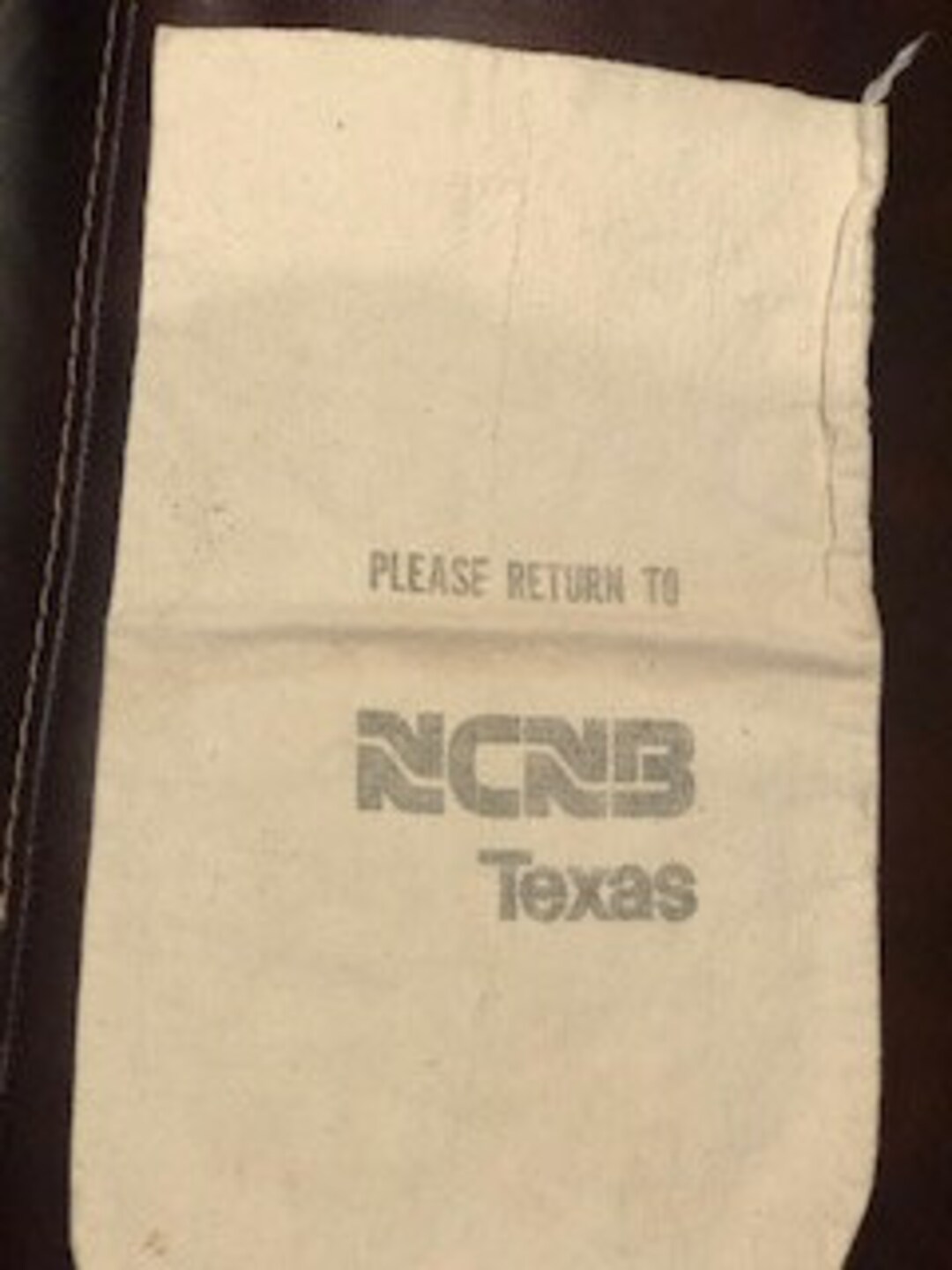 Bank Bag : NCNB Texas White Canvas Cloth Bank Bag - 12'' by 10 ...
