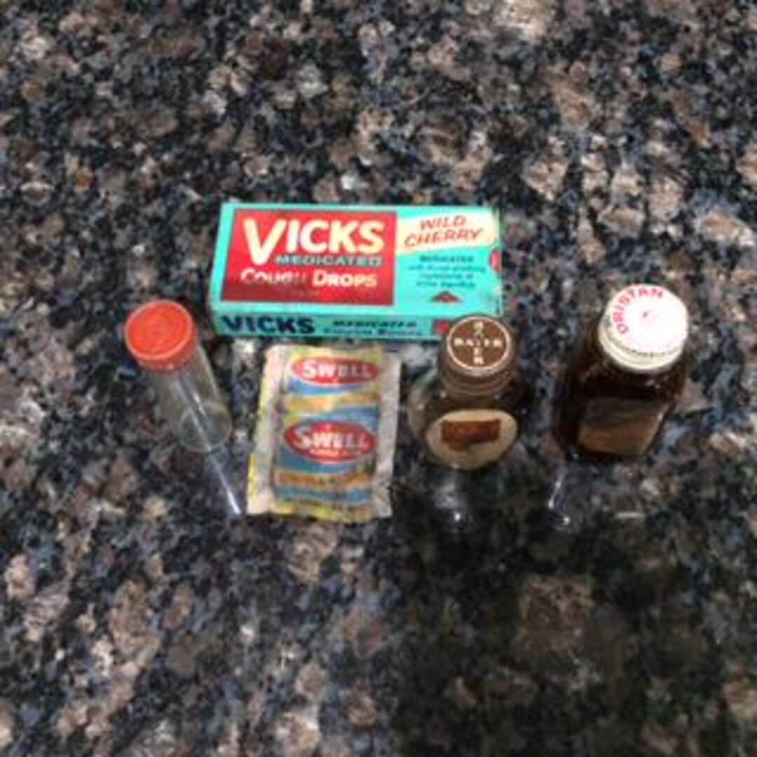 Bottles- Bayer, Dristan, HW&D Bottles, Vicks Cough Drop Box, SWELL ...