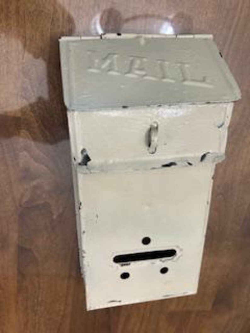 Mail Box - Vintage Front Porch Double Door Slot White Painted Mailbox ...