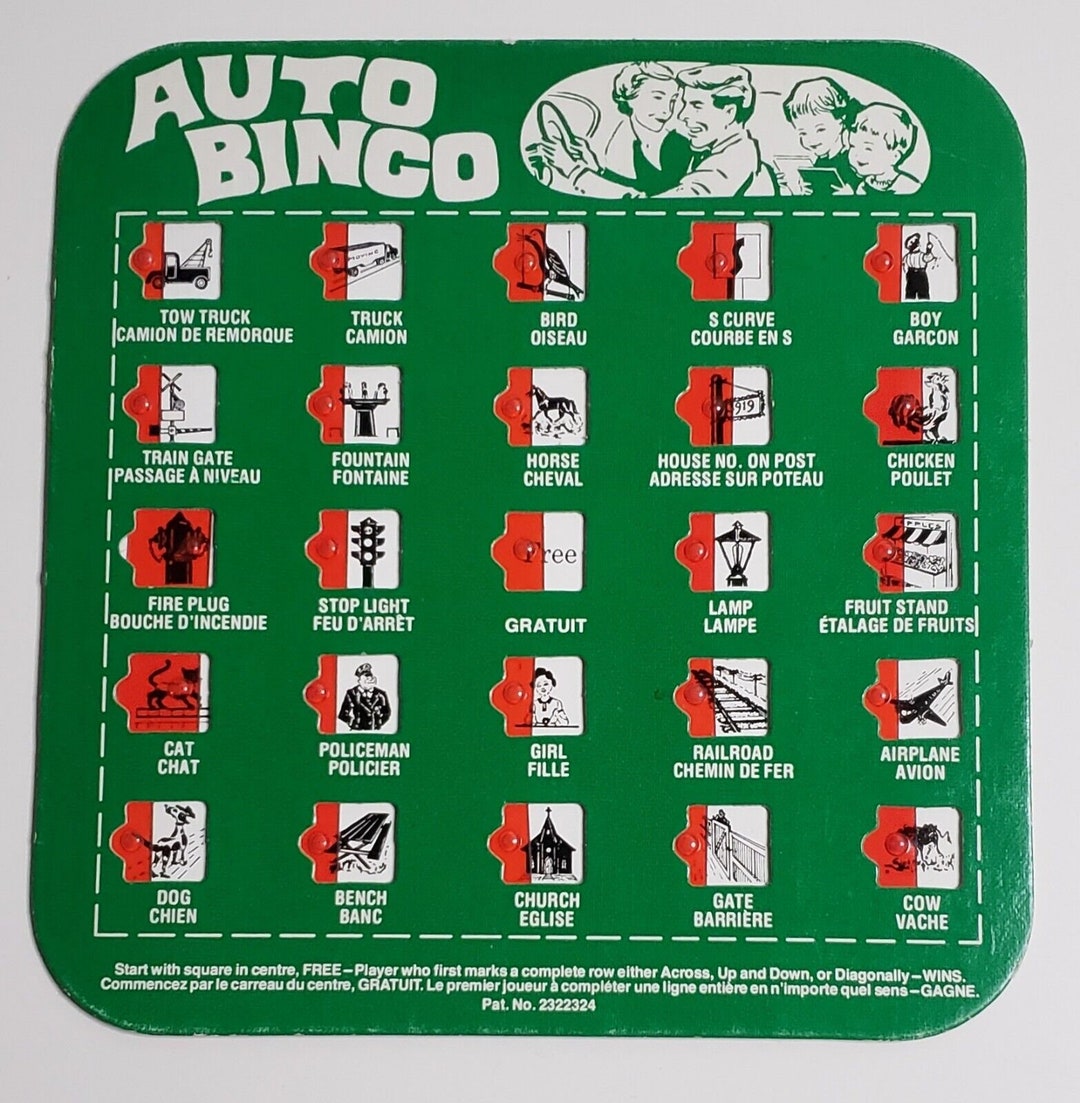 VINTAGE 1950's Regal Mfg Auto Bingo BINGO Game Card for Car Roadtrips ...