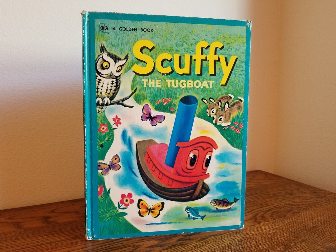Vintage 1955 Scuffy the Tugboat Golden Book, Illustrated Hardcover - Etsy