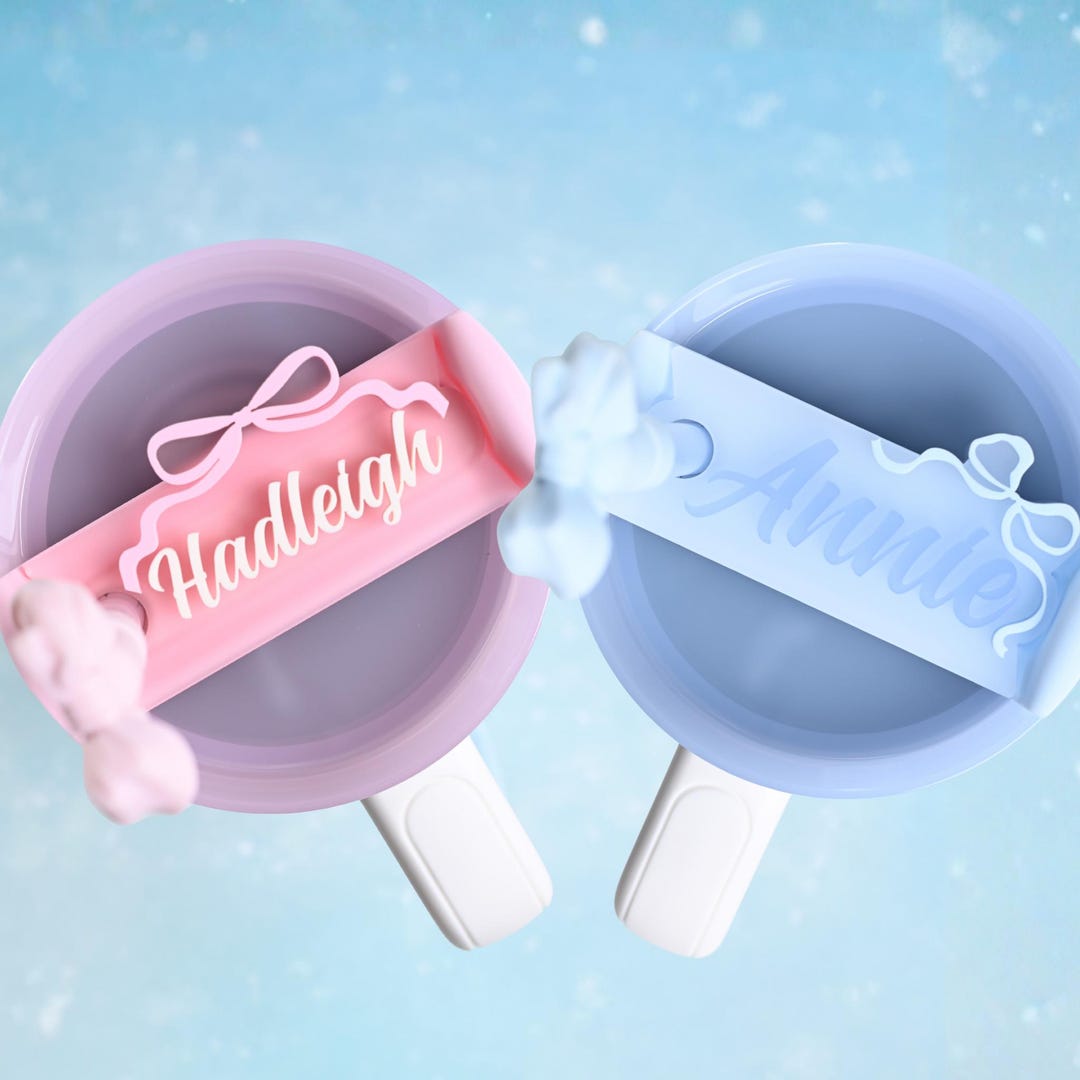 Winter Frosted Coquette Bow Topper Tag - Personalized for Stanley ...