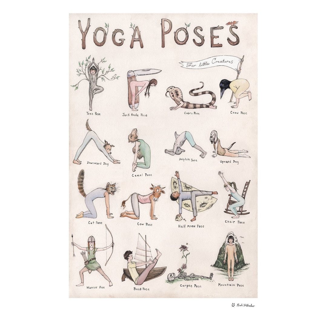 Yoga Poses for Creatures Poster - Etsy