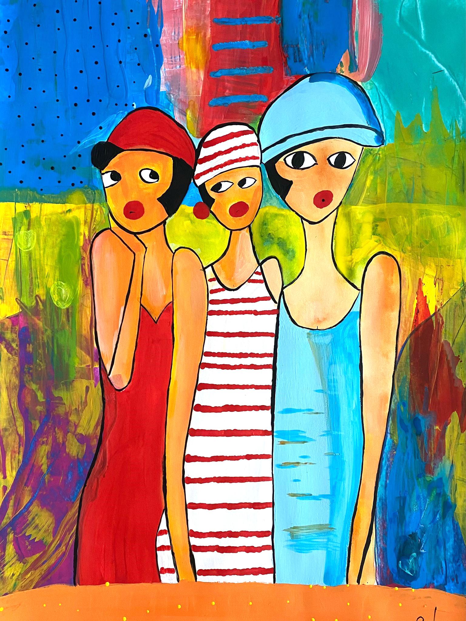 3 Girls, Original Hand Painted Art, Original Acrylic Painting, Size ...