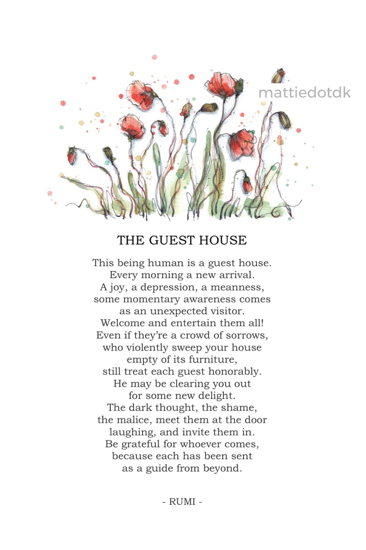The Guest House by Rumi Instant Download Printable Everyday - Etsy