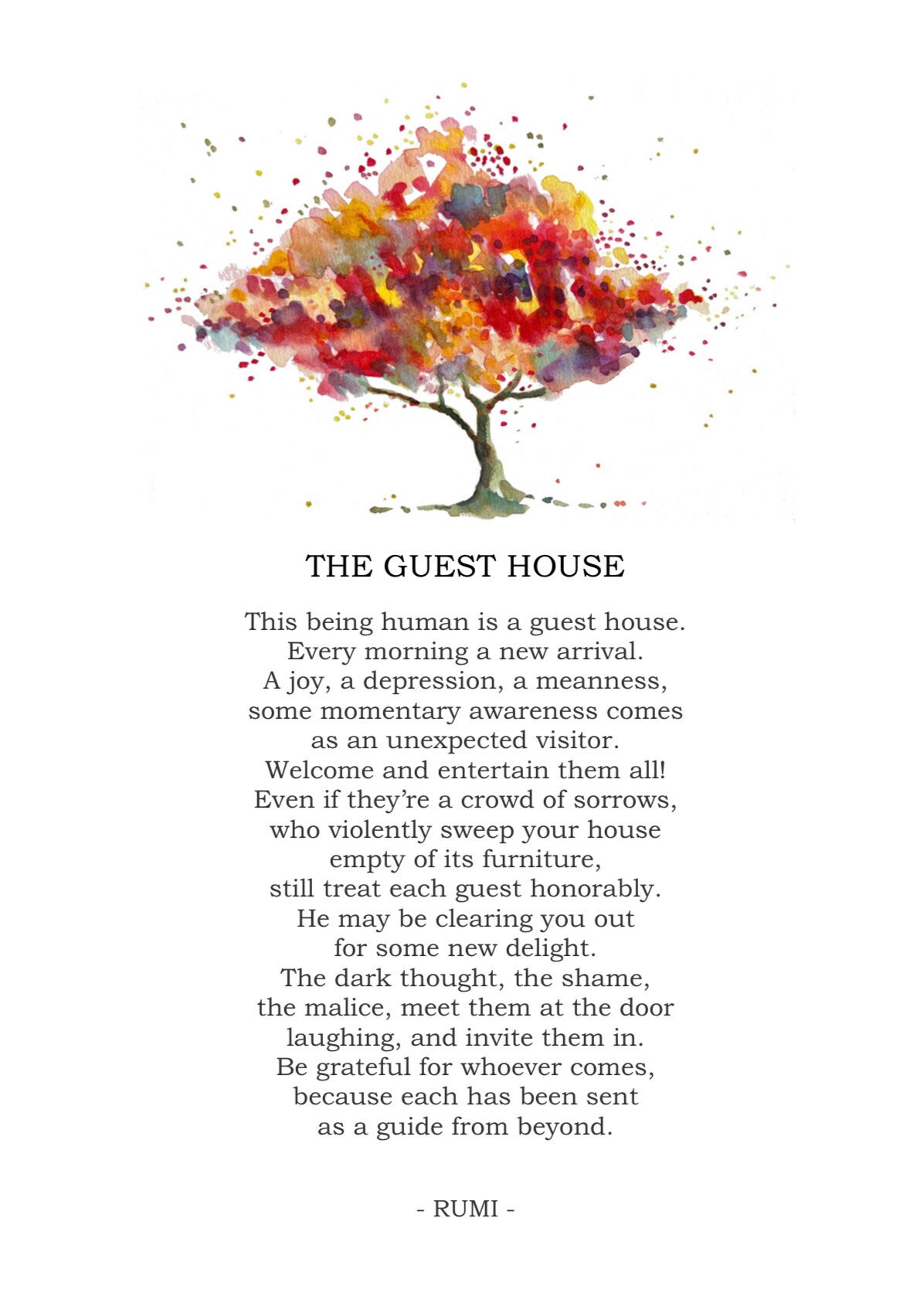 The Guest House by Rumi, Instant Download, Printable, Everyday ...