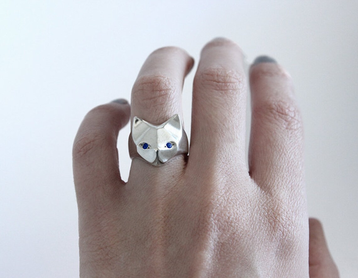 Sterling Silver Egyptian Cat Ring With Yellow Sapphire Eyes - Etsy