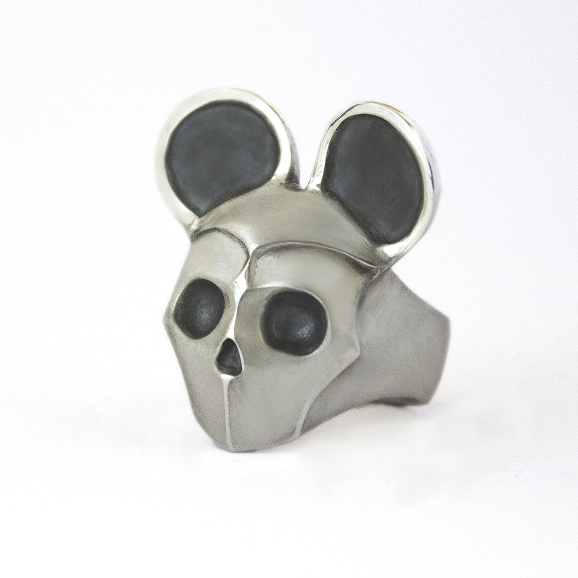 Skull Ring with mouse Ears skeleton ring geometric skull | Etsy