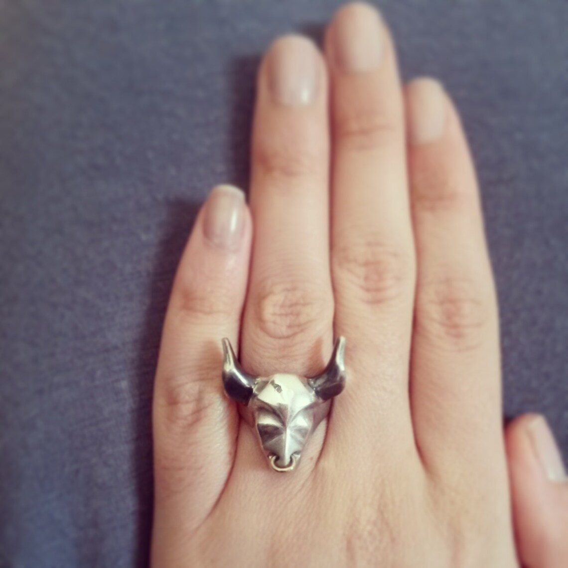 Bull Ring Sterling Silver Bull Ring Taurus Ring Animal - Etsy