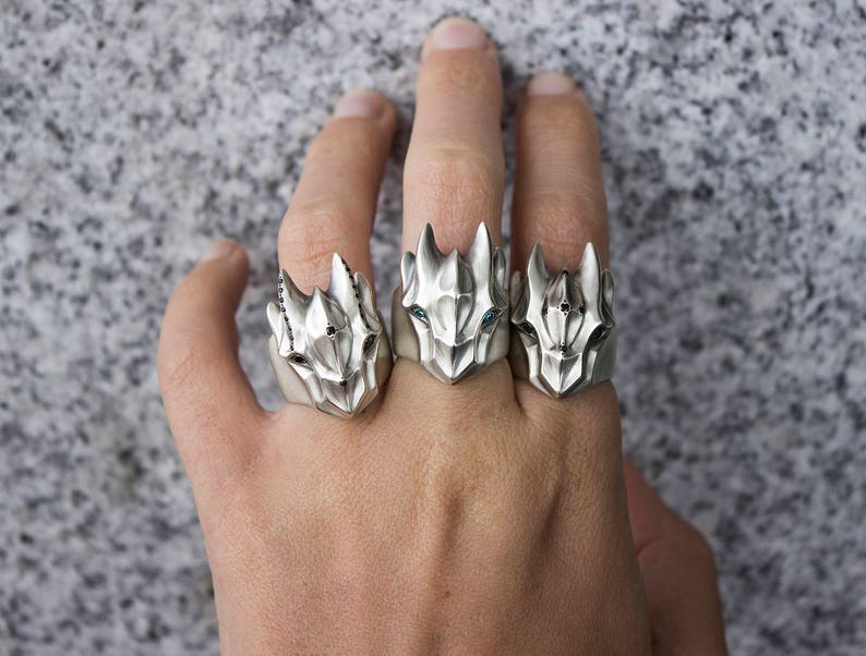 Blue Diamond Dragon Ring With Blue - Etsy