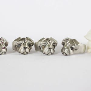 Pug Ring With Blue Sapphires Setting, Pug Lover Ring, Silver Pug Ring ...