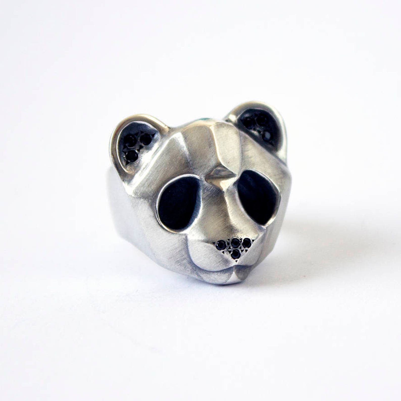 Panda ring with black setting panda jewelry animal jewelry | Etsy