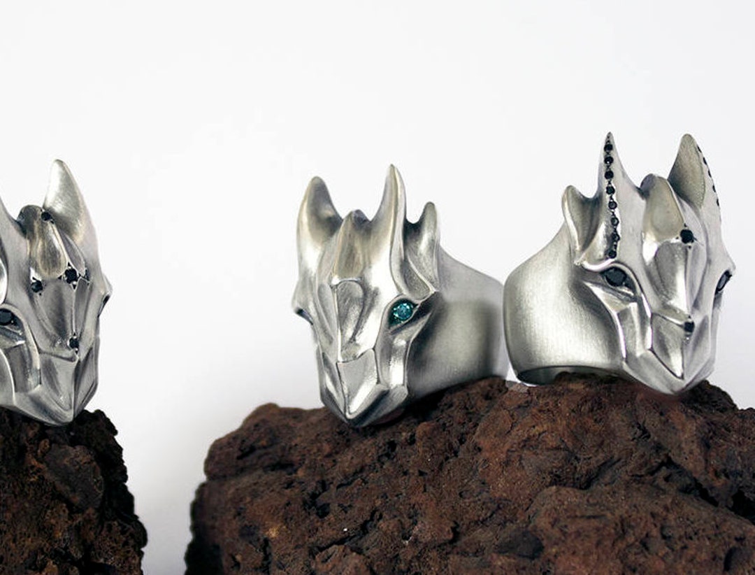 Blue Diamond Dragon Ring With Blue - Etsy