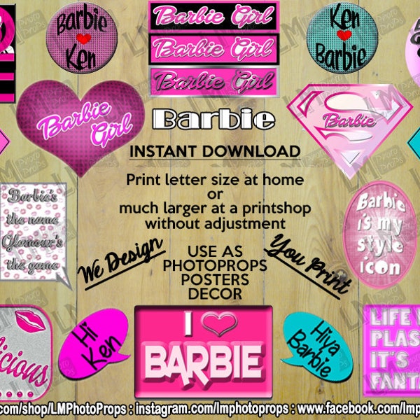 Photobooth Props Barbie - Etsy UK