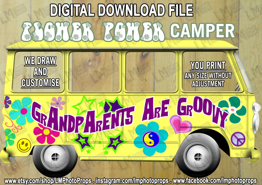 Giant Campervan Flower Power Extra Large Camper INSTANT - Etsy
