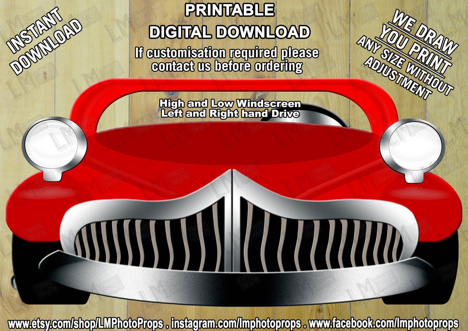 Bright Red Retro Car Prop File Decor 50s Car 60s Car DIY - Etsy