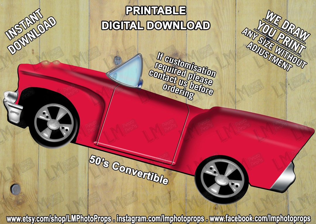 Car Prop, Giant Car Prop, 50s and 60s, INSTANT DOWNLOAD, Crimson ...