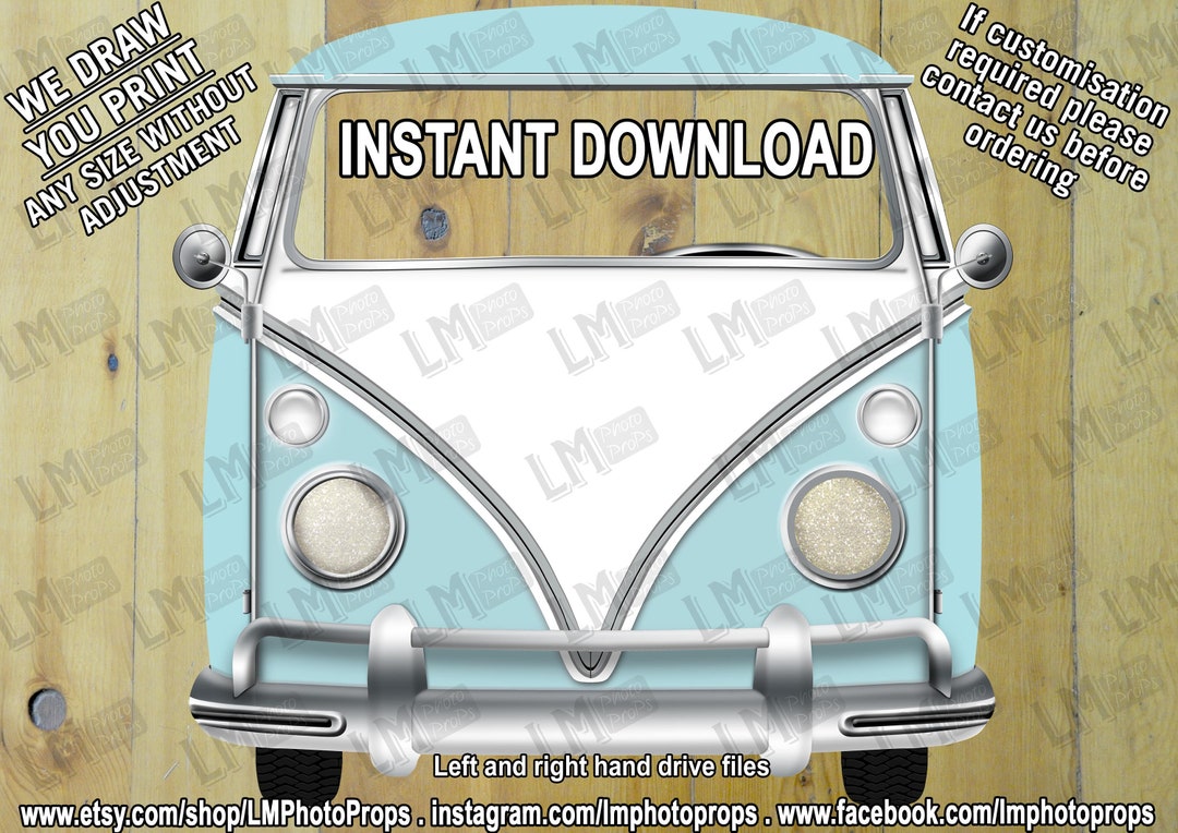 INSTANT DOWNLOAD, Campervan, Powder Blue, Retro, Photobooth Prop File ...