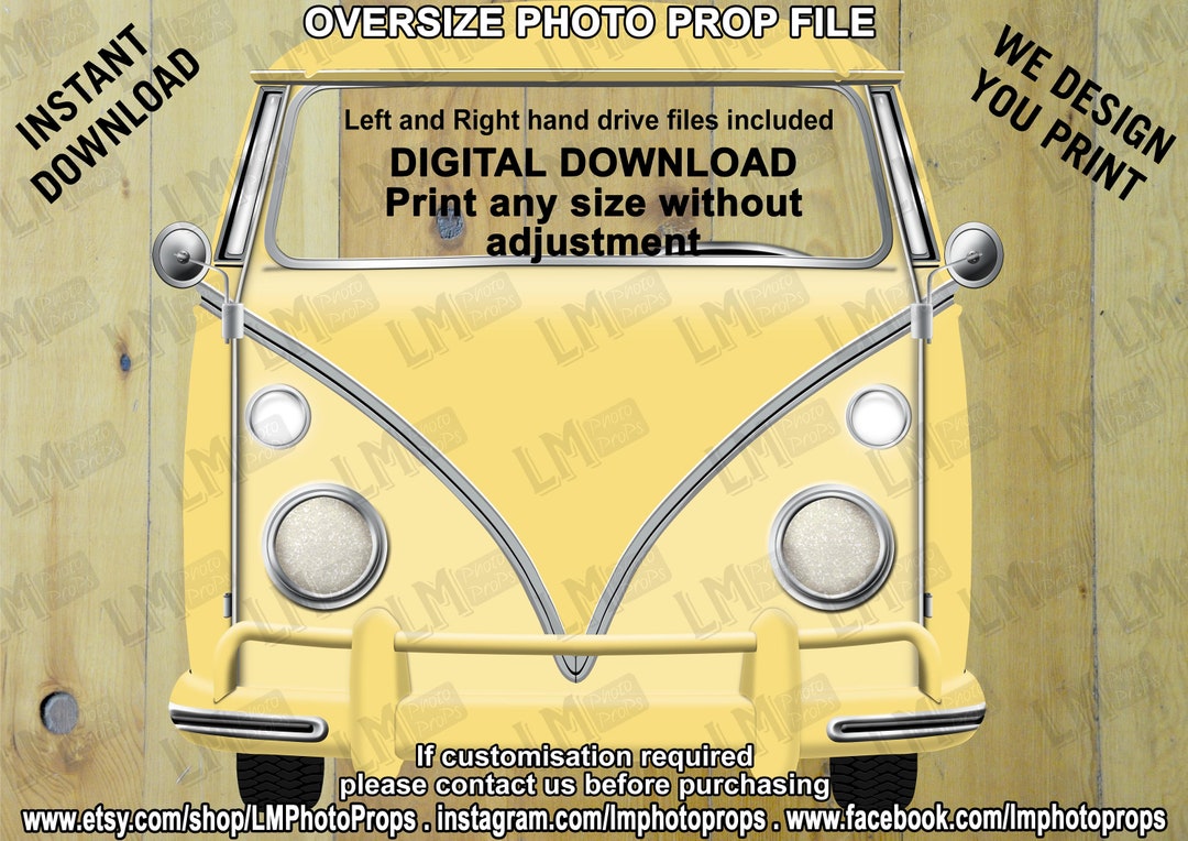 Camper Van, Jasmin Yellow, Woodstock, Retro, INSTANT DOWNLOAD ...