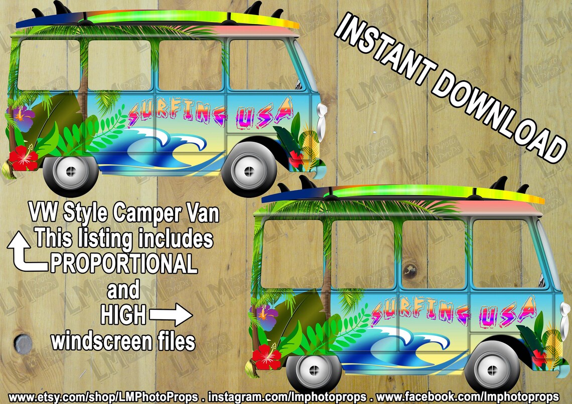 Surfing Usa Camper Van Download Campervan File INSTANT | Etsy