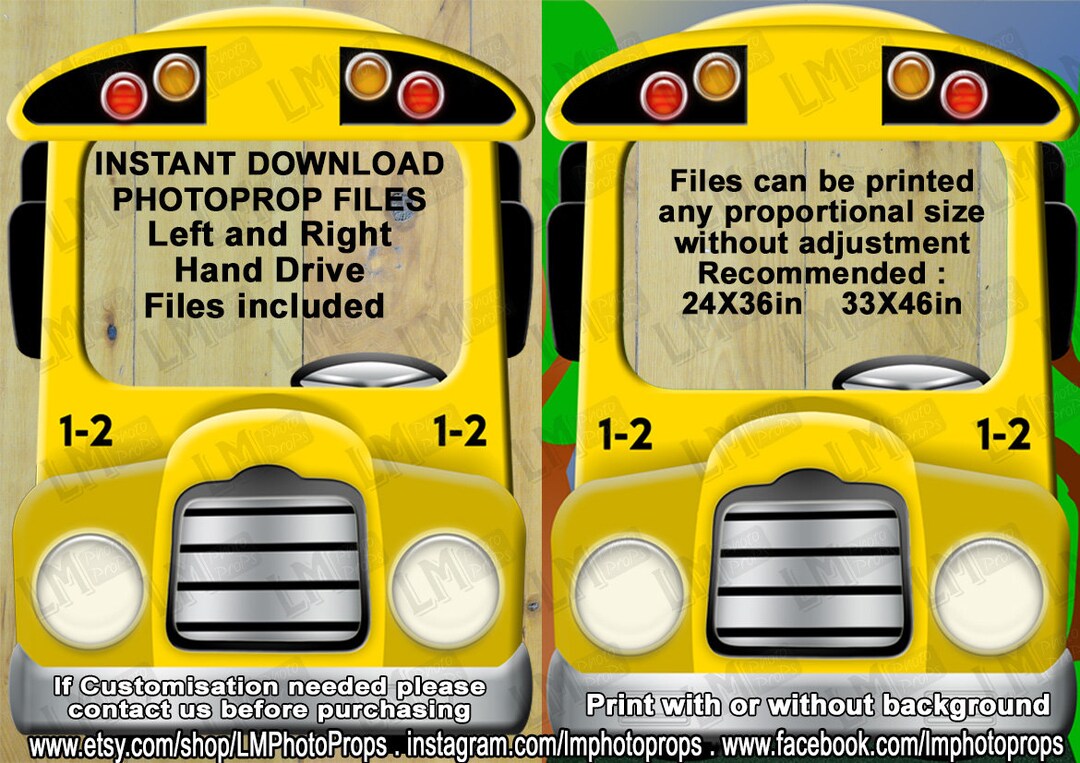 Extra Large Car Prop, Giant Bus Photobooth, INSTANT DOWNLOAD, School ...