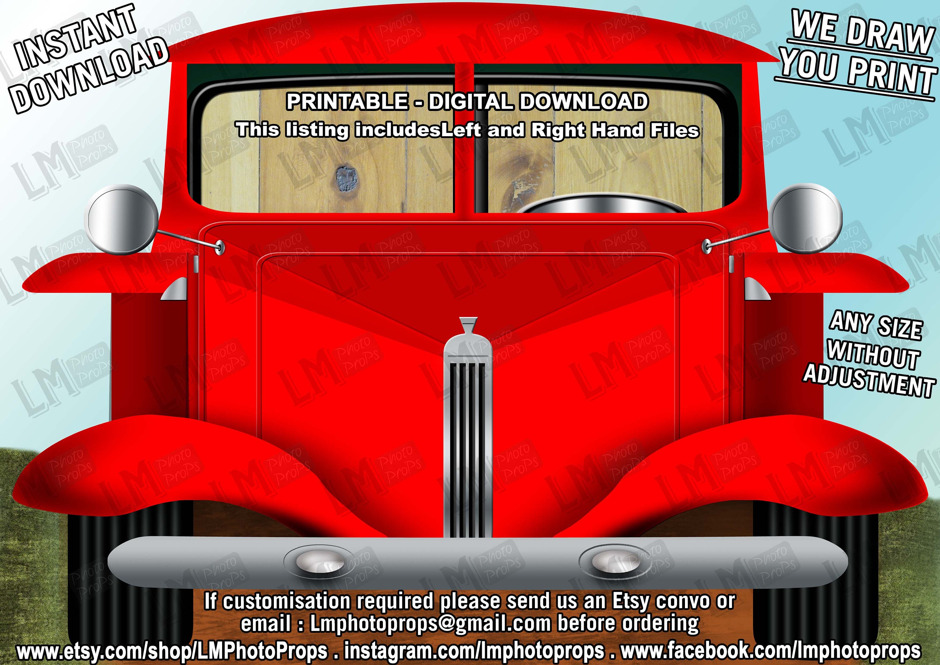 Car Prop Vintage Red Truck Giant Car Prop Extra Large Car - Etsy