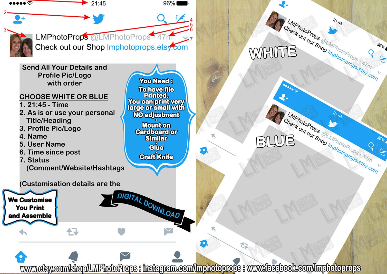 Social Media Photo Prop File. Printable Frame File DIY - Etsy