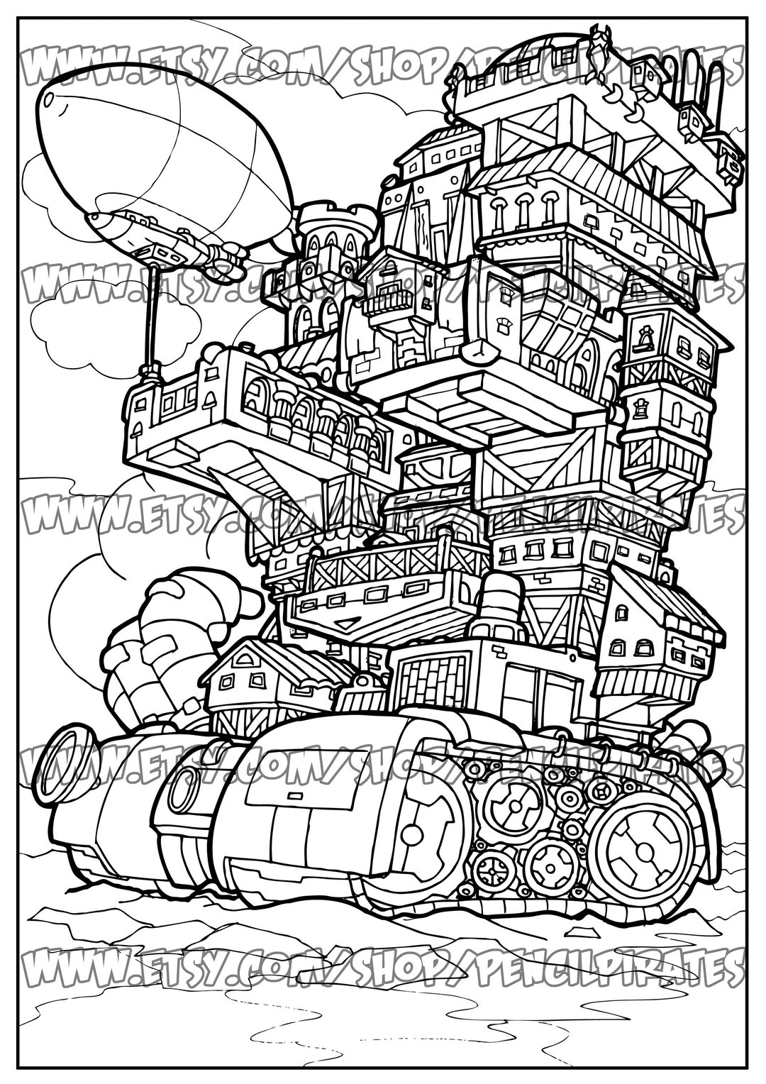 The Roaming City, Adult Colouring Book Page One Page Instant PDF - Etsy