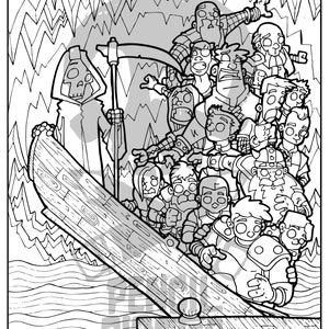 Charon and the Viking Crossing Adult Colouring Book Page One Page ...