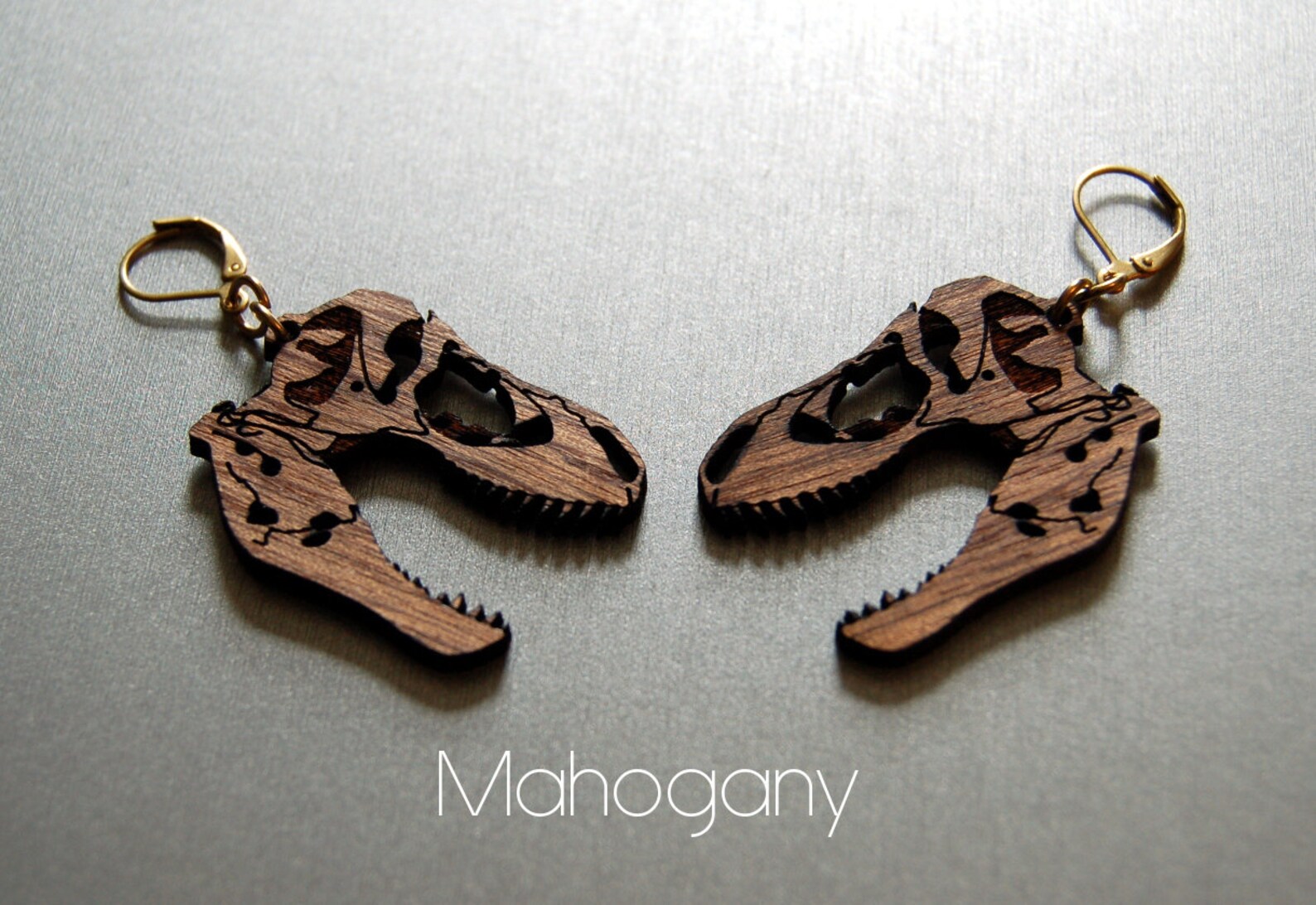 Dinosaur Skull T-rex Earrings Laser Cut Wood - Etsy