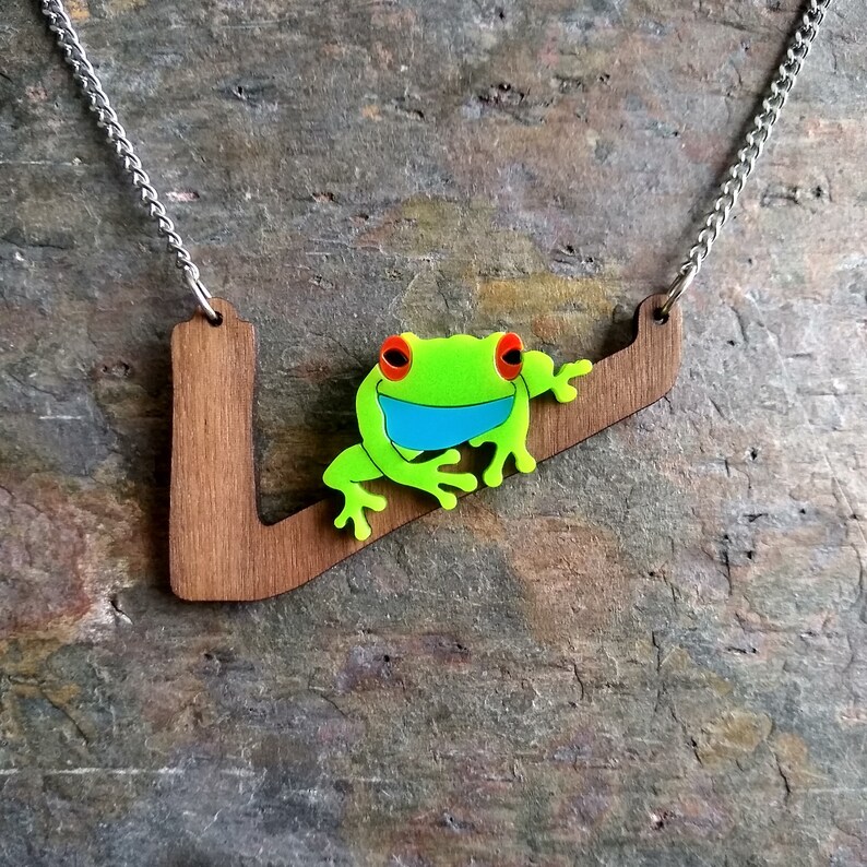 Tree Frog Necklace Laser Cut Perspex & Wood - Etsy