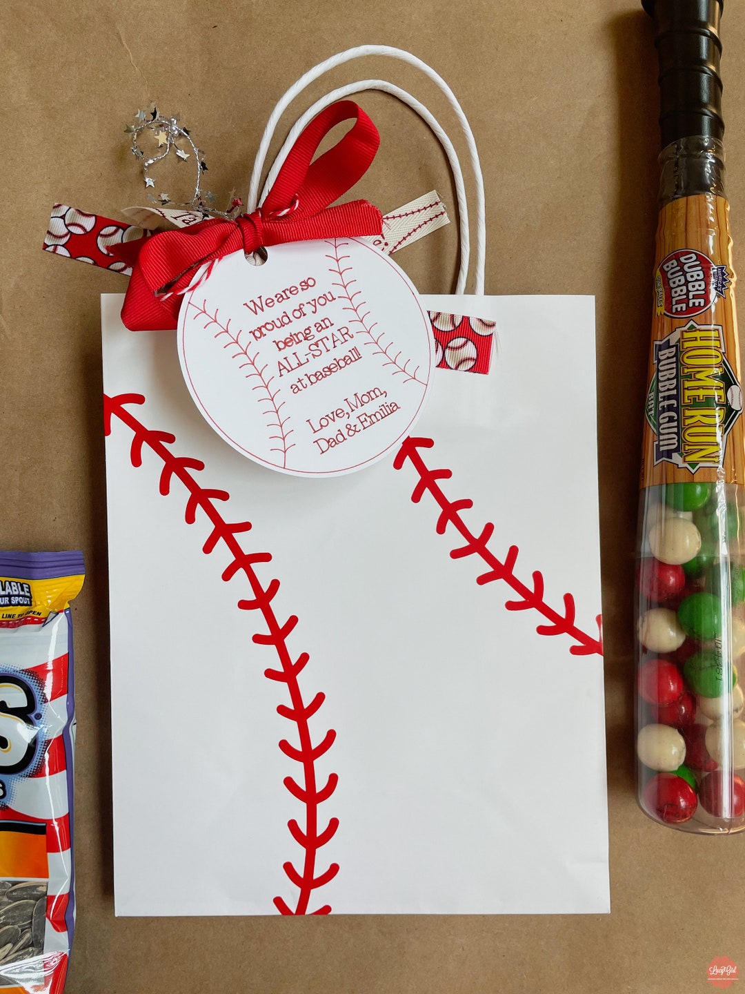Baseball Themed Paper Gift Bag With Personalized Paper Bag - Etsy