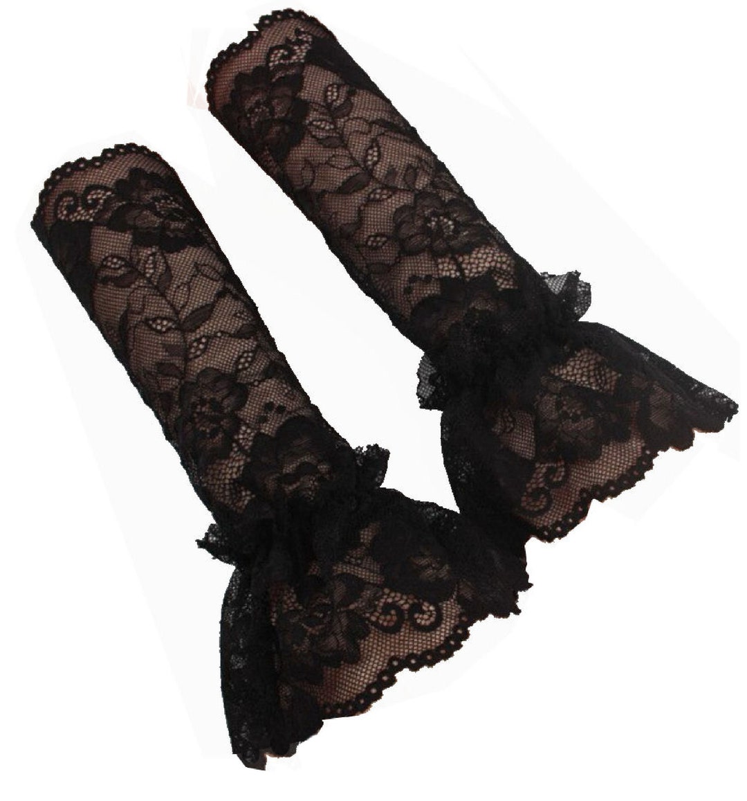 LACE CUFFS Frill Black Gothic Victorian Wedding Fancy Dress Dinner ...