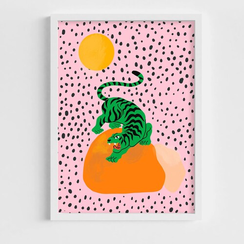 Printable Tiger Wall Art Boho Tiger Print Tropical Jungle - Etsy