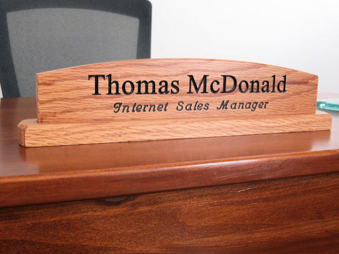 Personalized Executive Desk Name Plate Solid Oak - Etsy